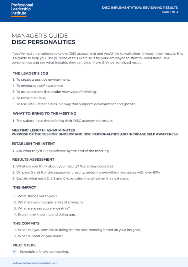 A Manager's Guide For Introducing DISC Assessment Scoring Guide PDF ...